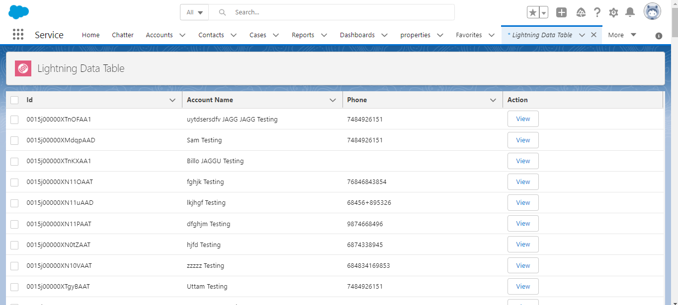 Lightning Data Table With View Action - SFDC Pathshala